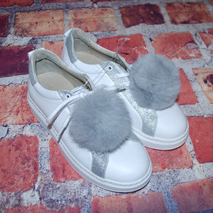 Skechers | Shoes | Skecher Street Silver Glitter Pom Sneakers New ...